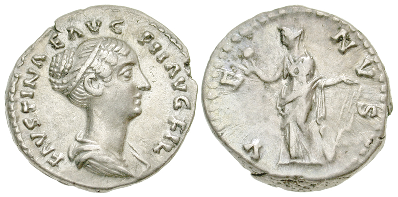 Faustina II. Augusta, A.D. 147-175. AR denarius. Rome mint. From the ...