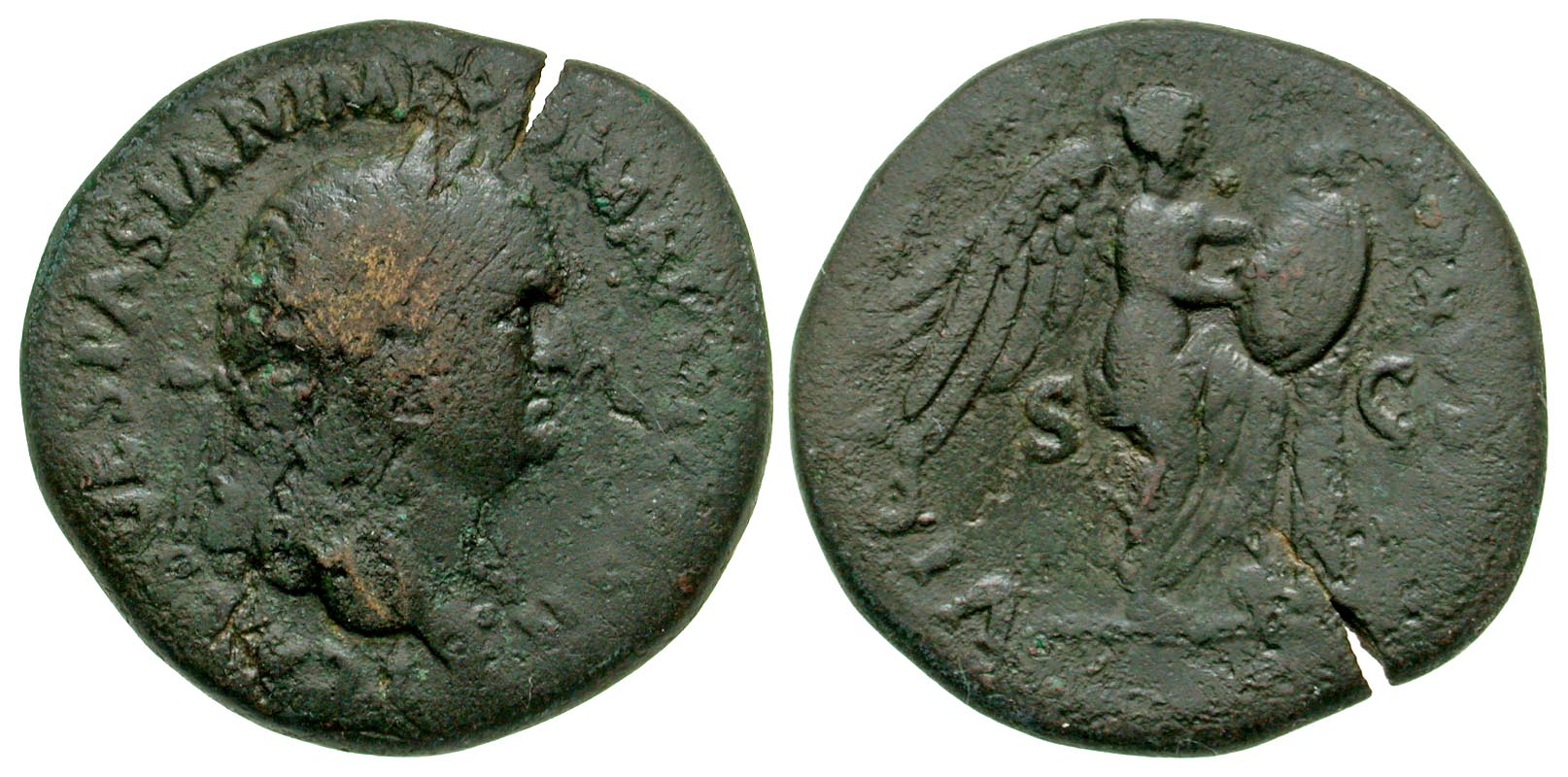Titus. As Caesar, A.D. 69-79. AE sestertius. Judaea Capta type. Rome ...