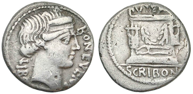 L. Scribonius Libo. 62 B.C. AR denarius. Rome mint. Ex Neptune ...