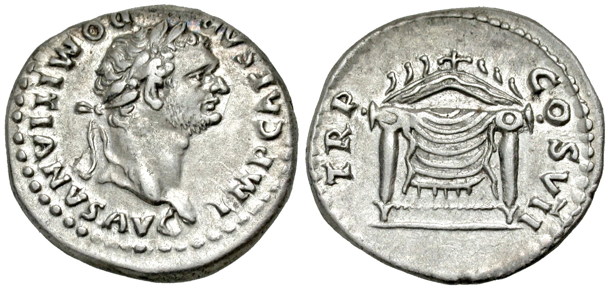 Domitian. A.D. 81-96. AR denarius. Rome mint, struck A.D. 81. Rare ...