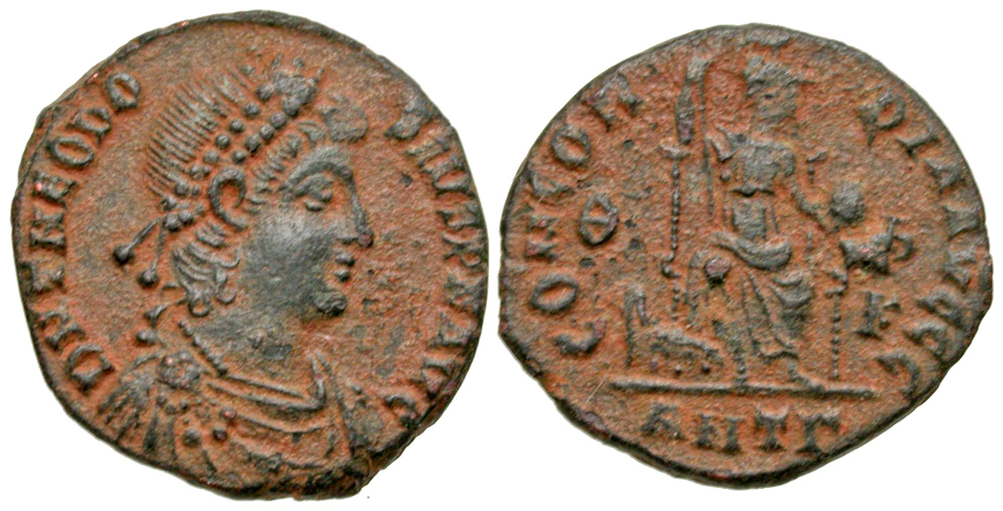 Theodosius I. A.D. 379-395. AE centenionalis. Antioch mint, Struck A.D ...