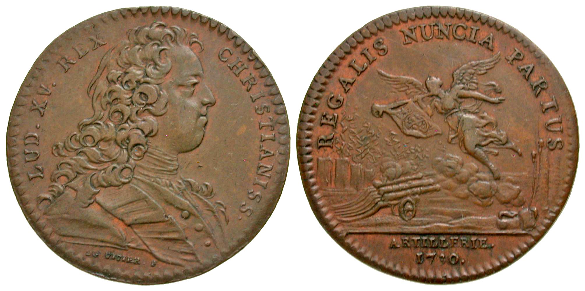 France. Louis XV. 1715-1774. Copper Jeton. Royal - Artillerie. F ...