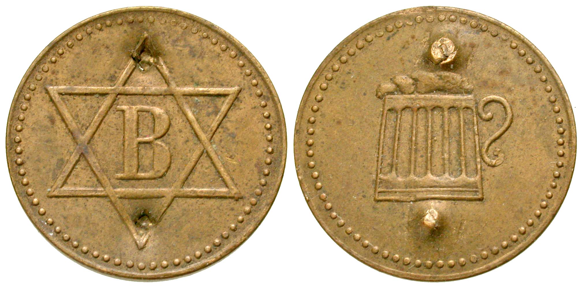 Europe, Germany. ca. WWII. Brass beer token. 'Bierstern' (beer star) or ...