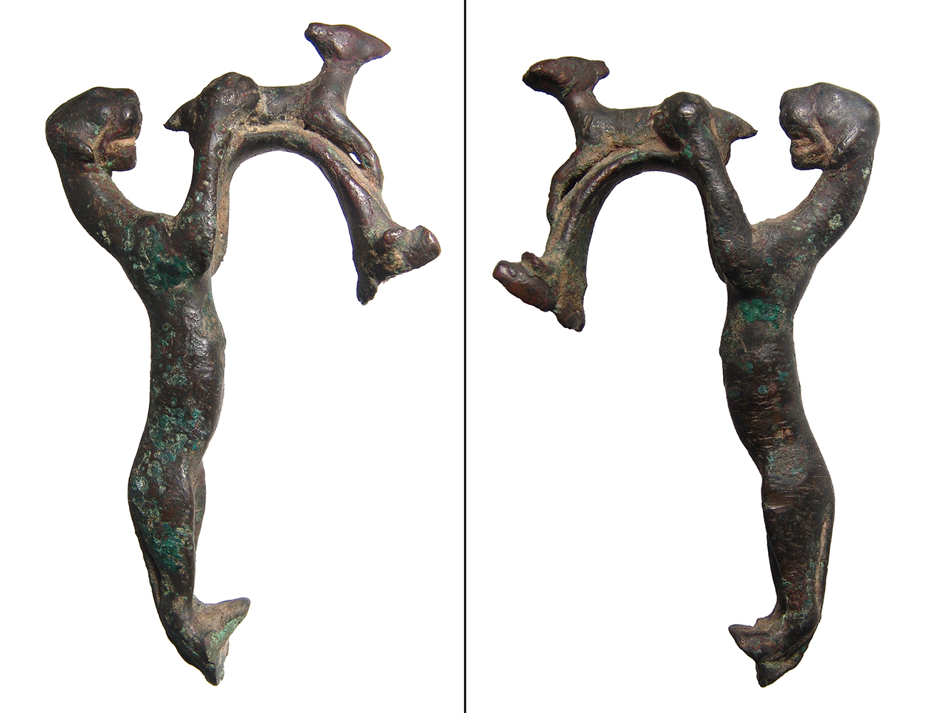 A Roman bronze handle for a vessel in the form of a panther, ca. 1st ...