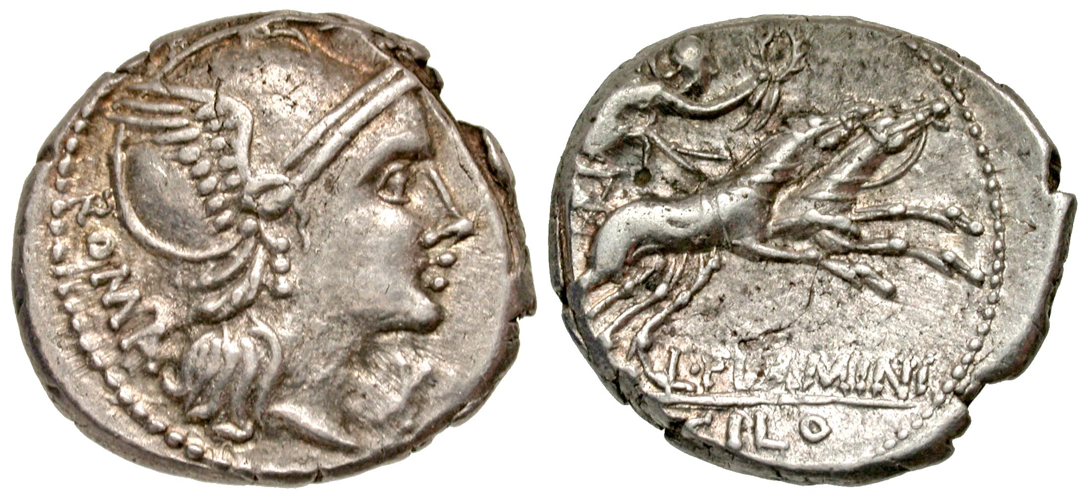 L. Flaminius Chilo. 109-108 B.C. AR denarius. Rome mint. - Agora Auctions