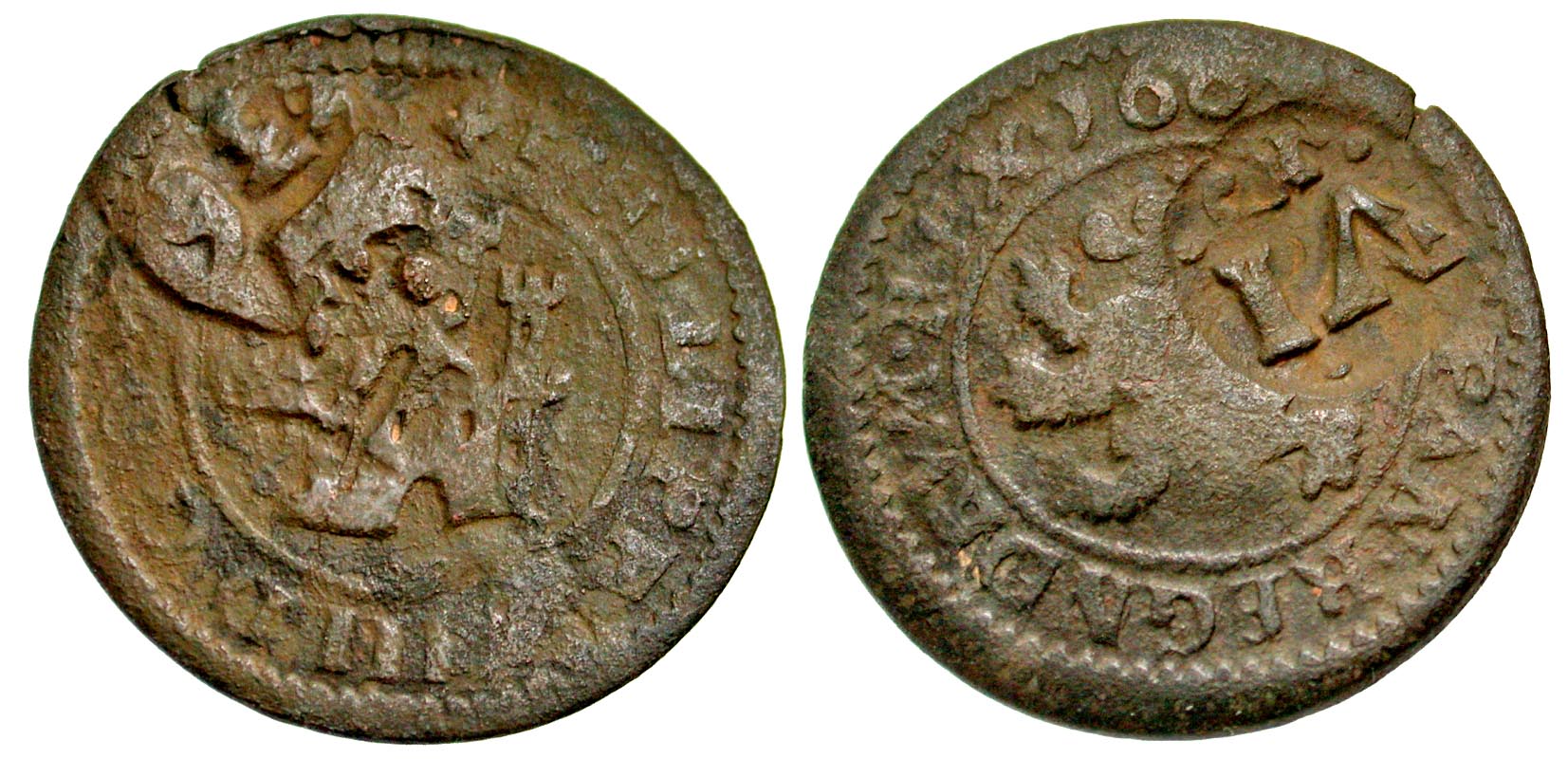 Spain. Philip III. 1598-1620. AE 2 maravedis. "Ingenio" milled coinage ...