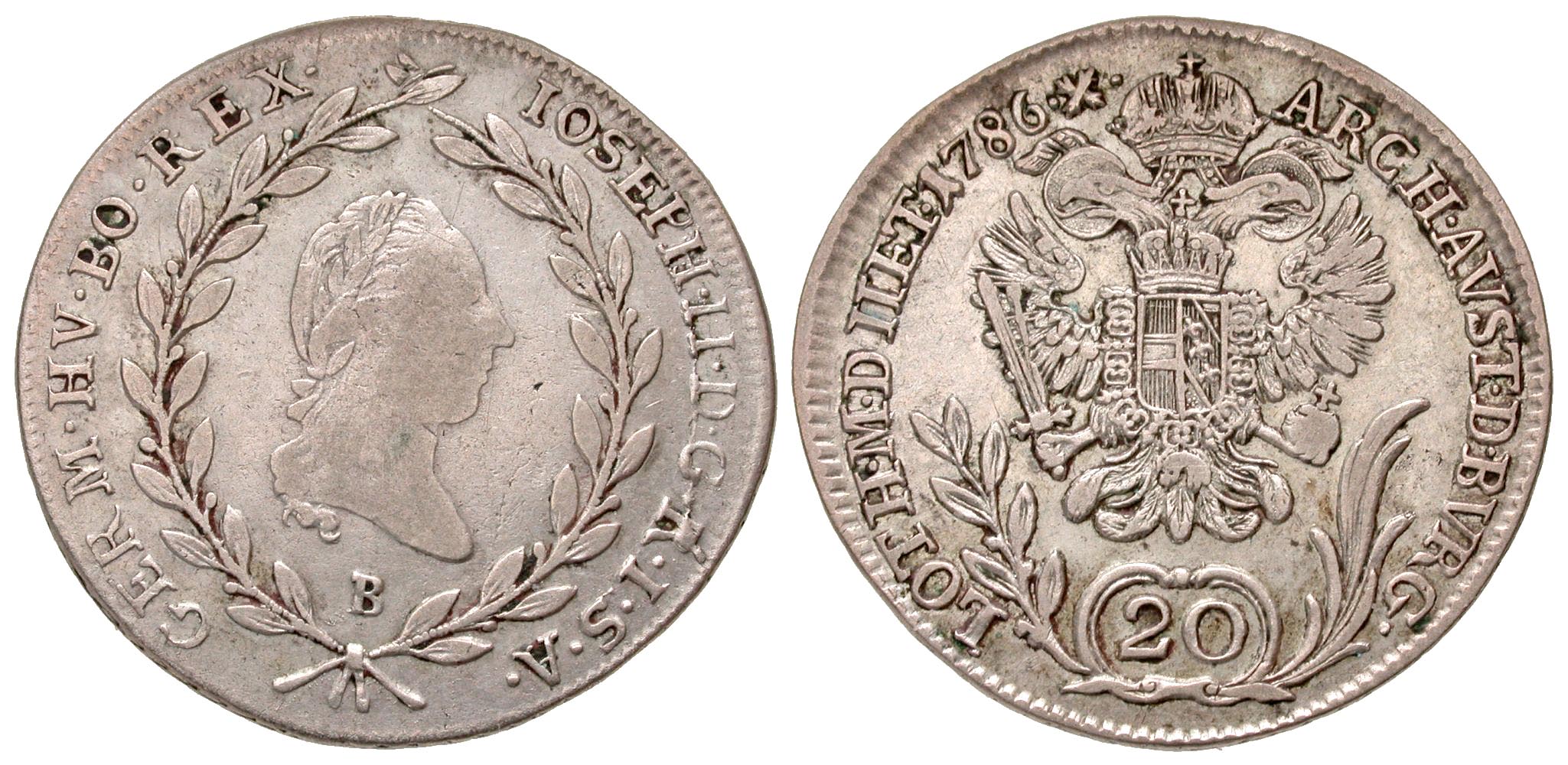 Austria. Joseph II. 1765-1790. 20 Kreuzer. Kremnitz mint, Struck 1786 ...