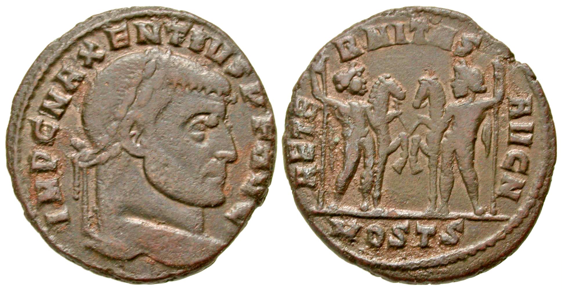 Maxentius. A.D. 306-312. AE follis. Ostia mint, struck A.D. 309-312 ...