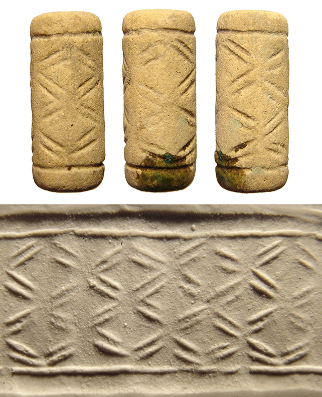 A Near Eastern light creme frit cylinder seal, ca. 1500 - 1000 B.C ...
