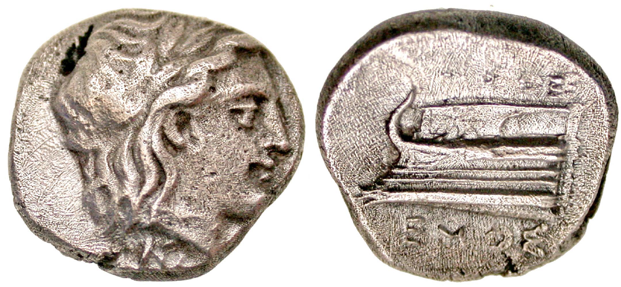 Bithynia, Kios. ca. 350-300 B.C. AR hemidrachm. Proxenos, magistrate ...