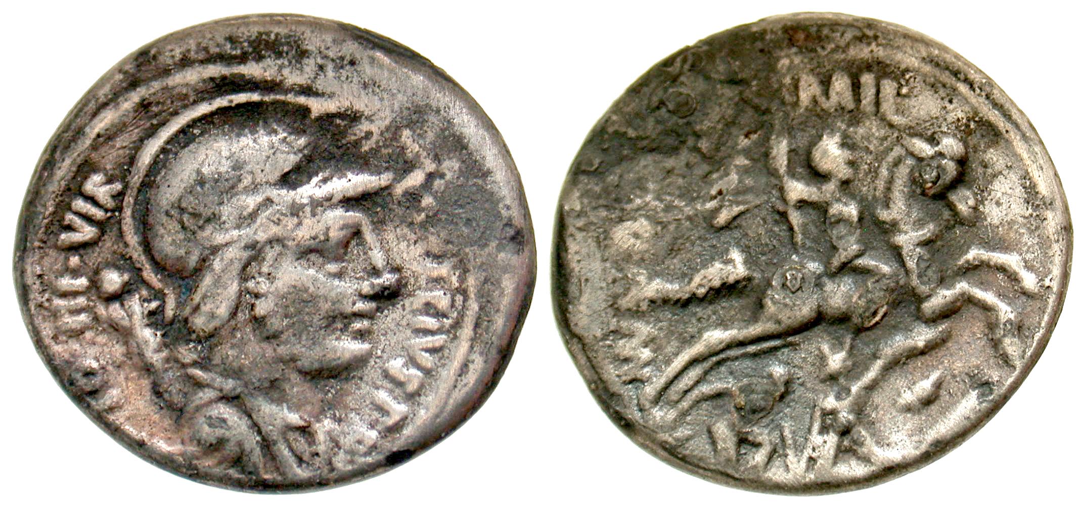 P. Fonteius P. f. Capito. 55 B.C. AR denarius. Rome mint, Struck 55 B.C ...