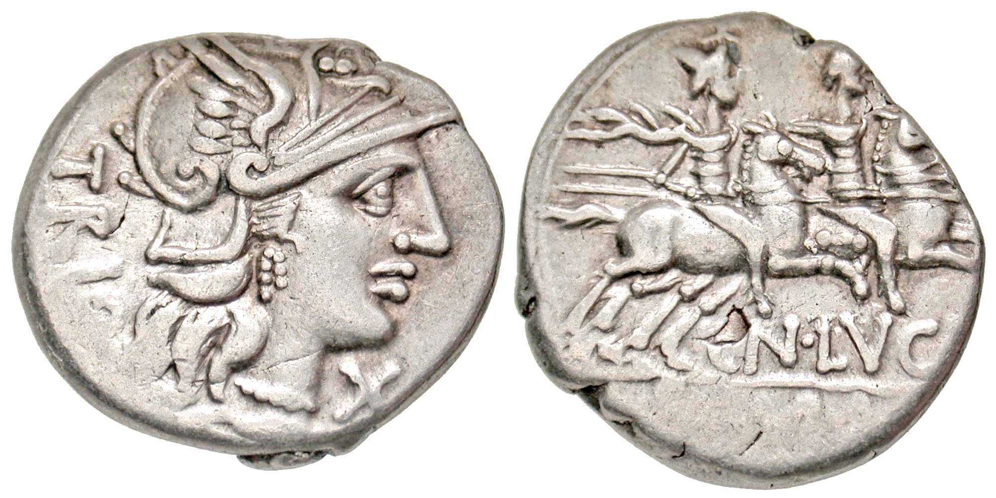 Cn. Lucretius Trio. 136 B.C. AR denarius. Rome mint, Struck 136 B.C ...