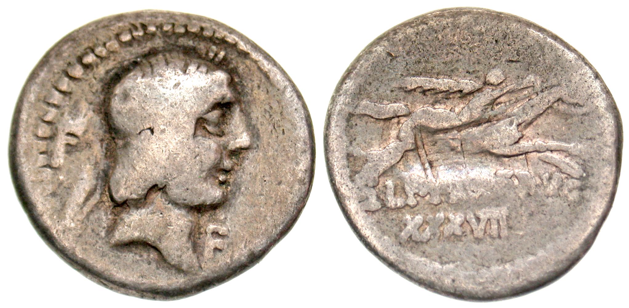 L. Capurnius L.f. L.n. Piso Frugi. 90 B.C. AR denarius. Rome mint ...