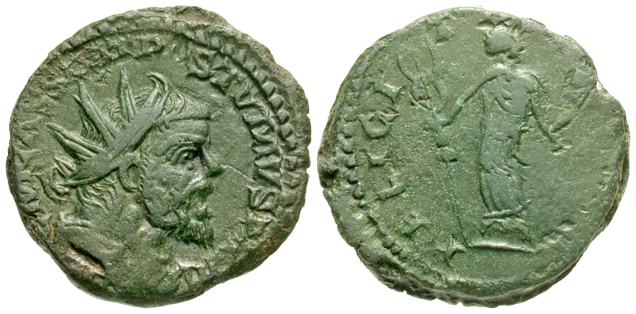 Postumus. Romano-Gallic Emperor, A.D. 260-269. AE sestertius. Irregular ...