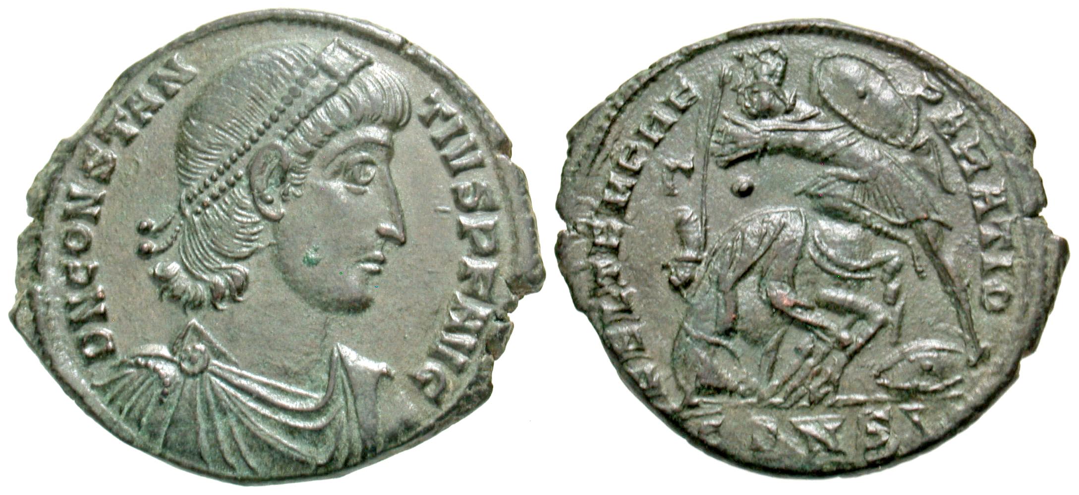 Constantius II. A.D. 337-361. AE heavy majorina. Constantinople mint ...