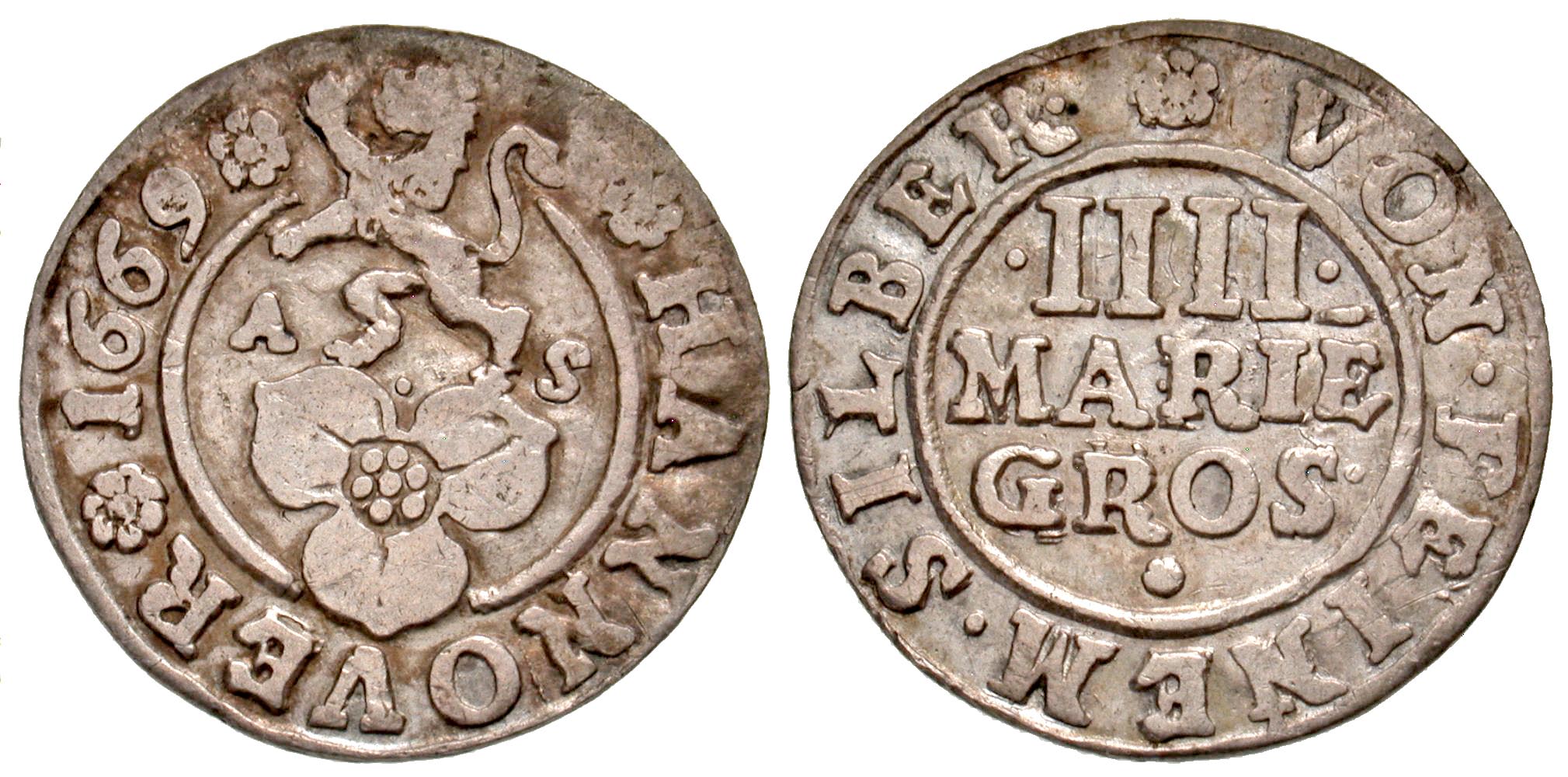German States, Hannover. 4 maeiegroschen. 1669 AS. Andreas Scheele as ...