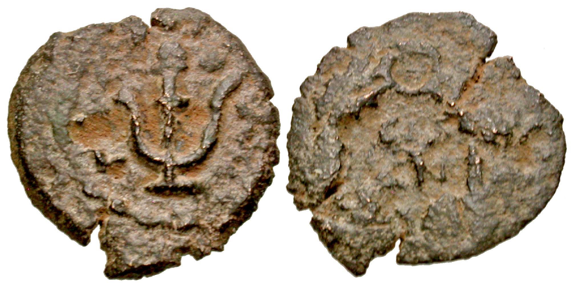 Judaea, Herodian Kingdom. Herod II Archelaus. 4 B.C.E.-6 C.E. AE prutah ...