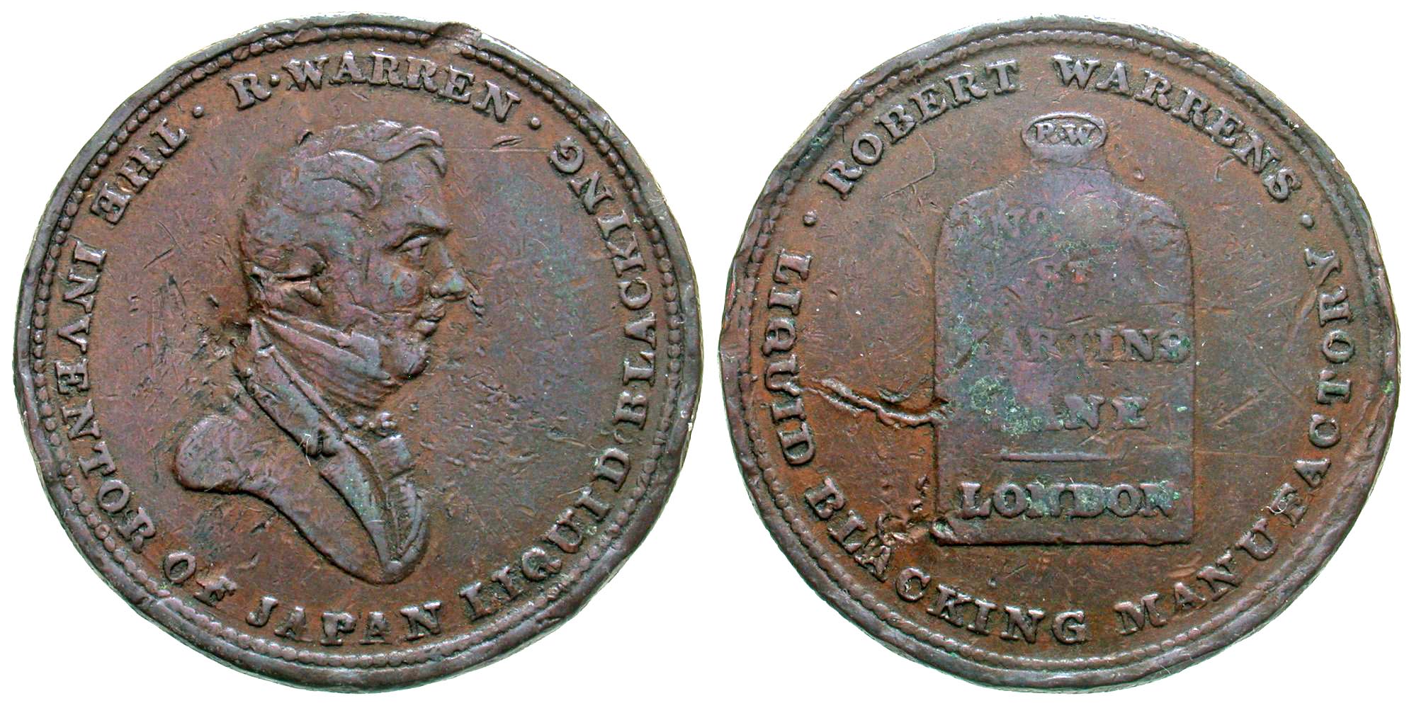 British. Robert Warren. AE penny token. 18th Century Tradesman's Token ...