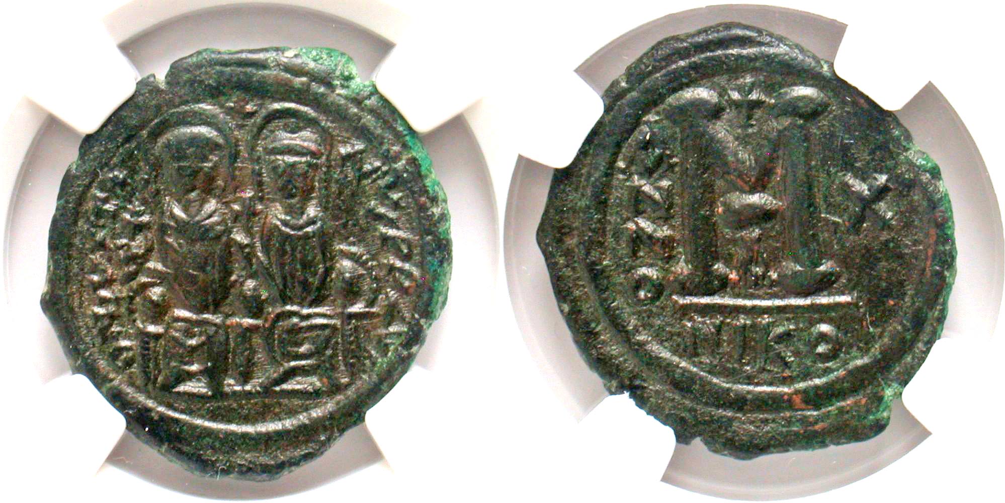 Justin II. 565-578. AE follis. Nicomedia mint, Struck 574/5. NGC ...