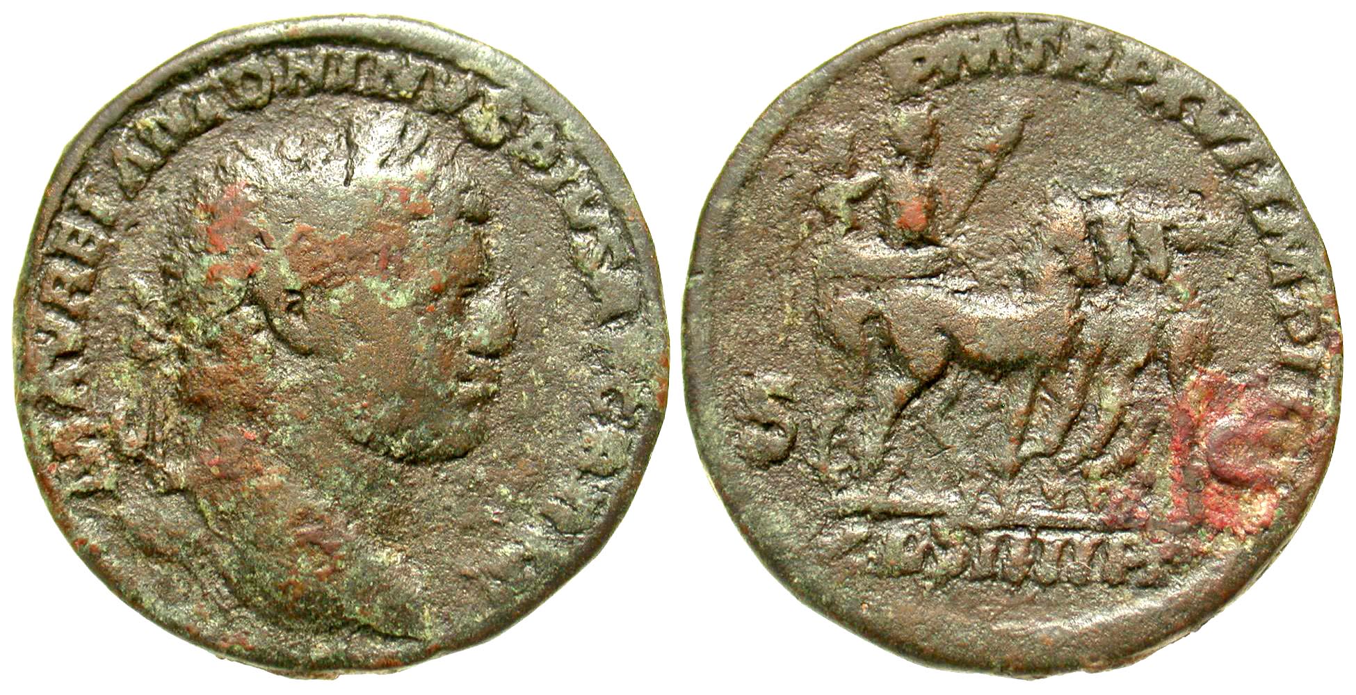 Caracalla. A.D. 198-217. AE sestertius. Rome mint, Struck A.D. 213 ...