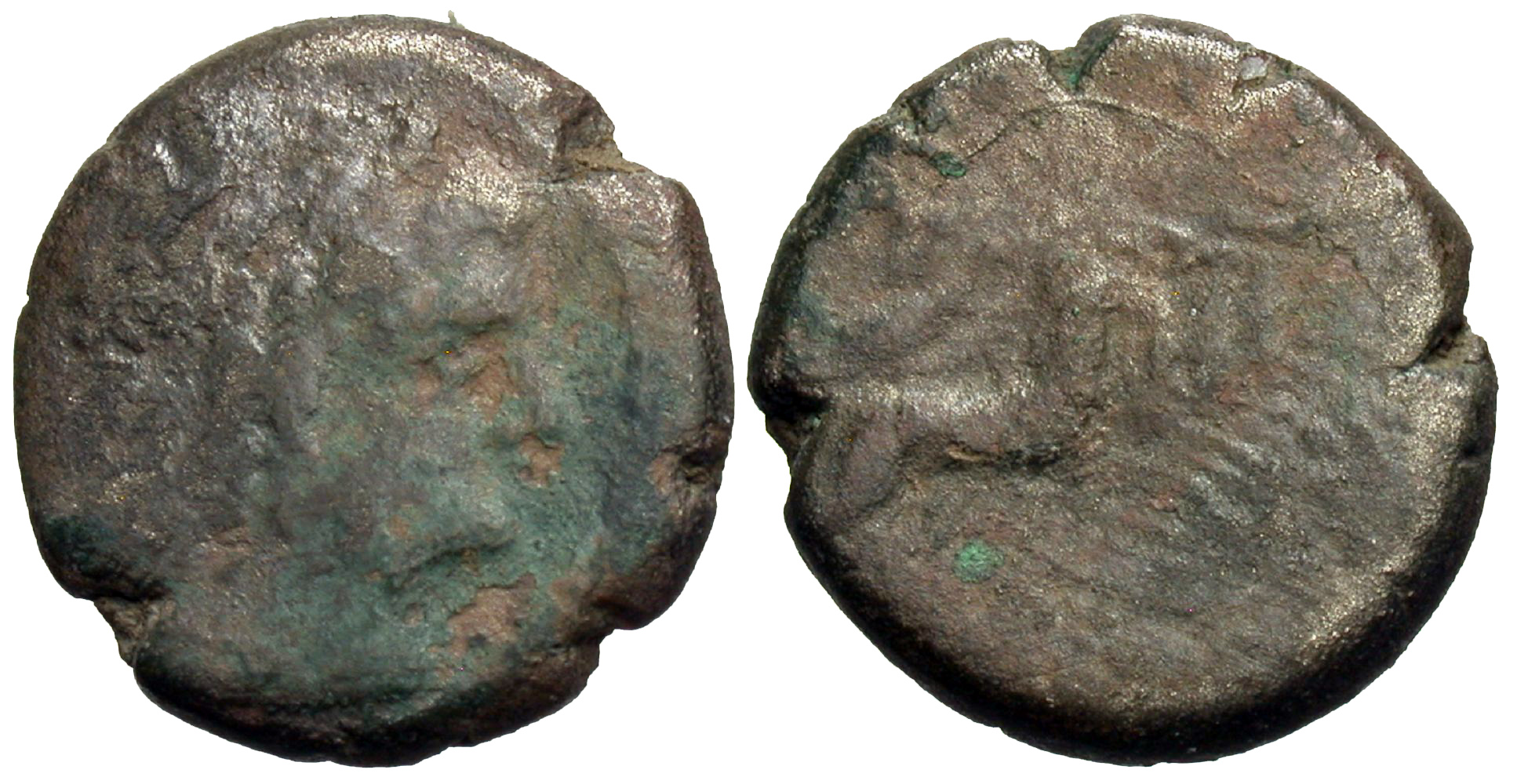 Anonymous. Ca. 225-212 B.C. AE quadrigatus. Ancient imitation, probably ...